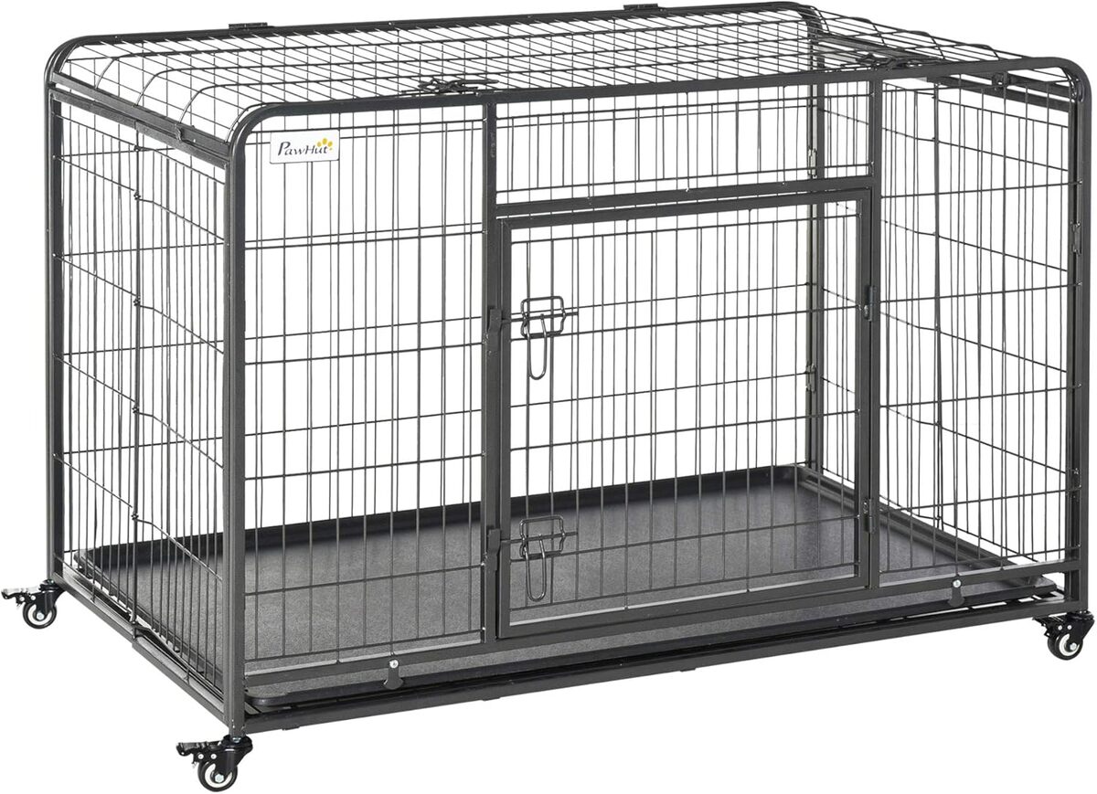 Test : cage pliante PawHut pour chien avec roulettes et plateau amovible